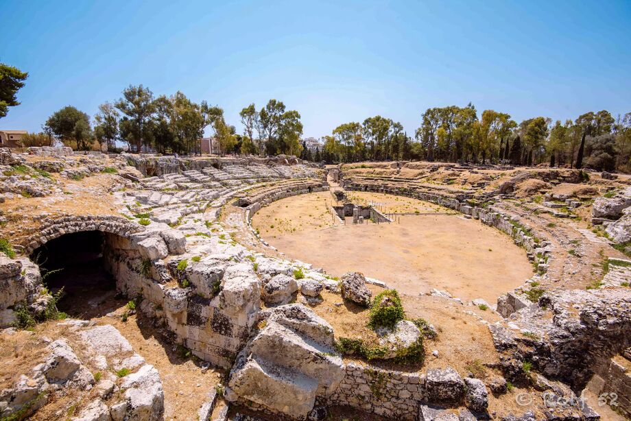 Romerska amfiteatern i Syrakusa, Sicilien - Siracusa, Sicilien, Italien ...